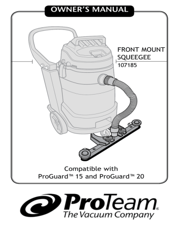 ProTeam ProGuard Front Mount Squeegee Owner's Manual | Manualzz