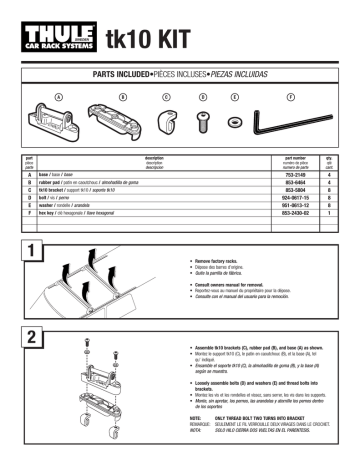 THULE tk10 KIT Instruction Manual | Manualzz