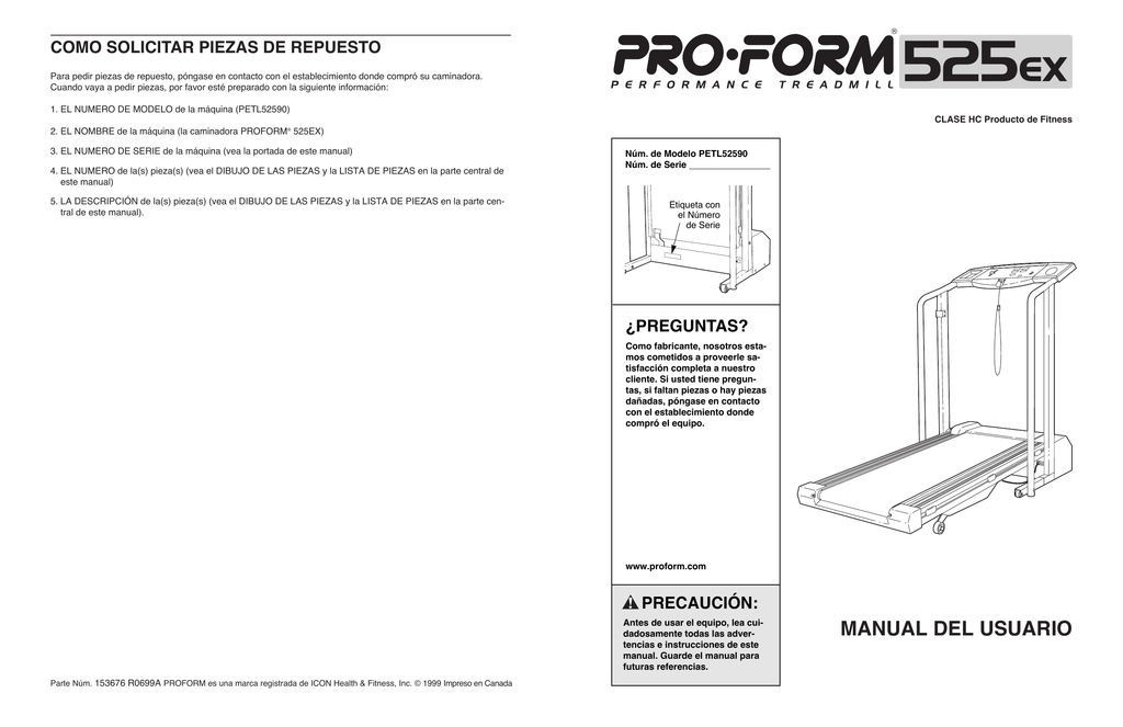 ProForm PETL5259 525EX TREADMILL El manual del propietario | Manualzz