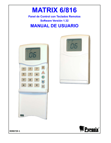 Panel de control Matrix 6/816 Manual de usuario | Manualzz