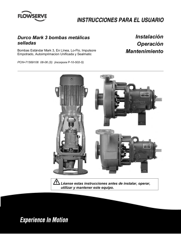 Flowserve Durco Mark 3 Sealed Metallic Pumps Manual de usuario | Manualzz