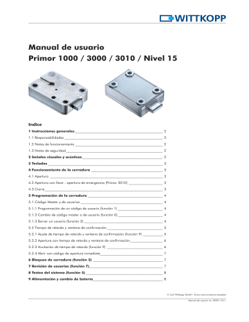 Wittkopp Primor 1000 Manual de usuario | Manualzz