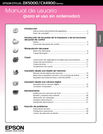 Epson Stylus DX5000 Serie Manual de usuario | Manualzz