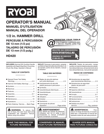 Ryobi HD420 User manual | Manualzz