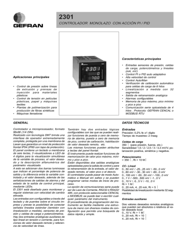 Controlador 2301 - Manual de Usuario | Manualzz