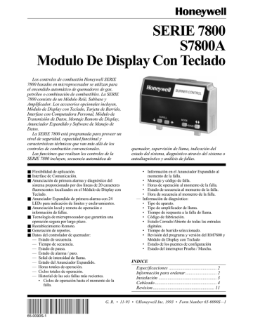 Honeywell S7800A Serie Manual de usuario | Manualzz