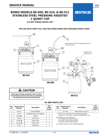 Binks MACH 1SL Spray Gun manual | Manualzz