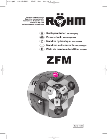 Röhm ZFM Power-operated draw bar chucks Operating instructions | Manualzz