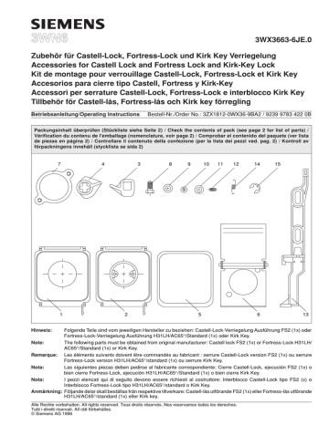Zubehör für Castell-Lock, Fortress-Lock und Kirk Key | Manualzz