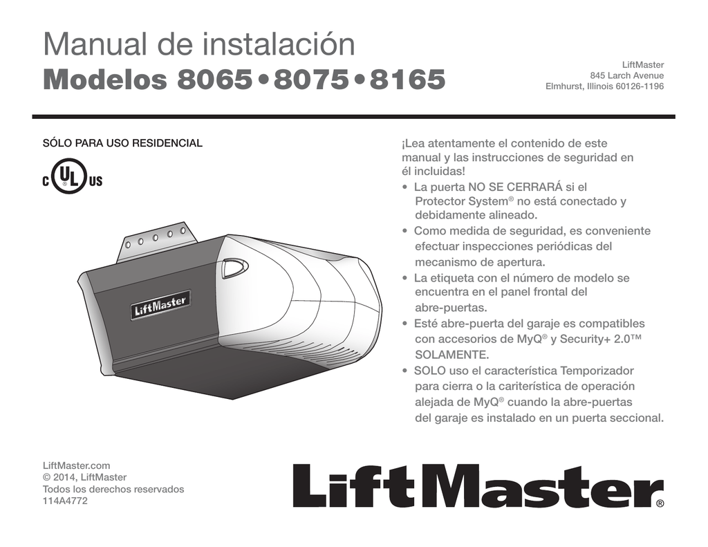 LiftMaster 8075 Manual de usuario | Manualzz