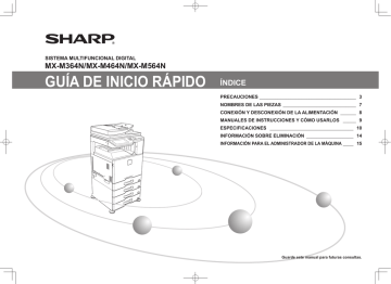 Guía de inicio rápido SHARP MX-M364N MX-M464N MX-M564N | Manualzz
