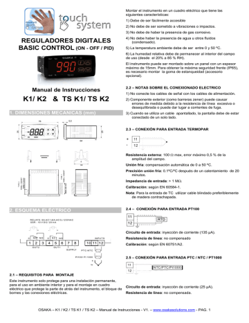 reguladores digitales K1/ K2 & TS K1/ TS K2 Manual de Instrucciones | Manualzz