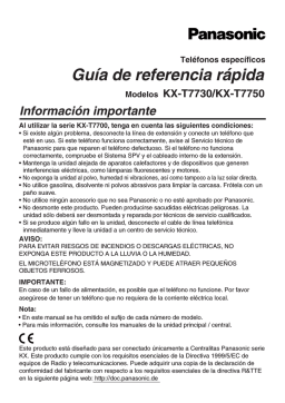 Panasonic KX-T7730 - Guía de referencia, Guía de inicio rápido, Manual ...