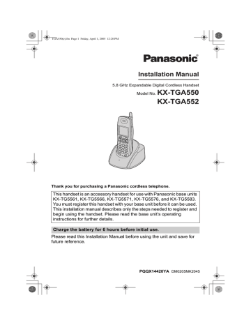 KX-TGA550, KX-TGA552 Installation Manual | Manualzz