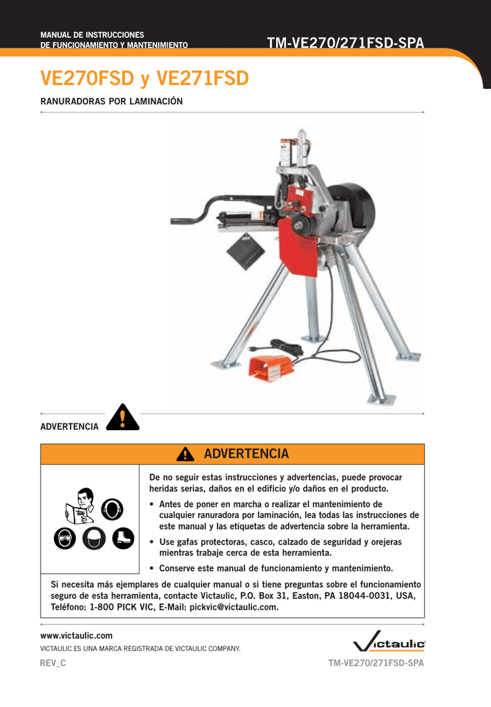 Victaulic VE270 and Style VE271 Roll Grooving Tools Tool Manual de ...