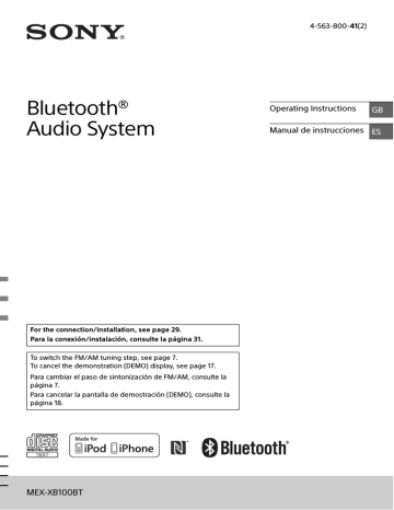 Sony MEX-XB100BT User manual | Manualzz