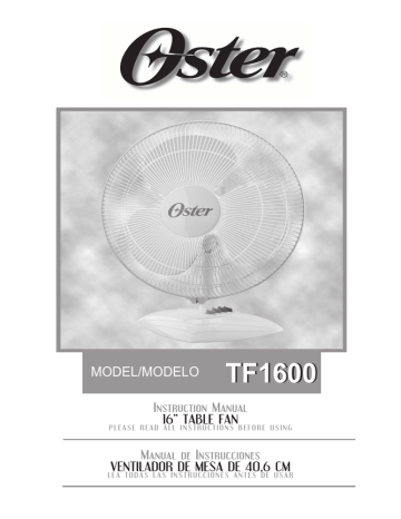 Oster TF1600 Instruction manual | Manualzz