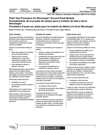 Square D Micrologic Ground-Fault Module Instruction Bulletin | Manualzz