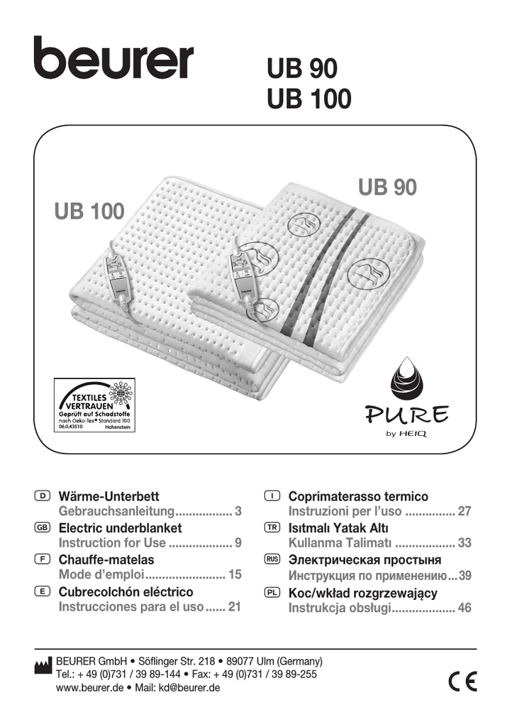 Beurer UB 100, UB 90 El kitabı | Manualzz