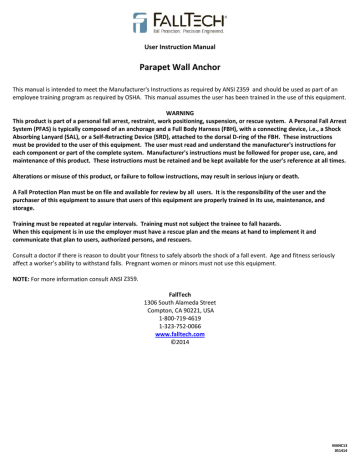 Falltech 7460A Non-penetrating parapet Instruction manual | Manualzz