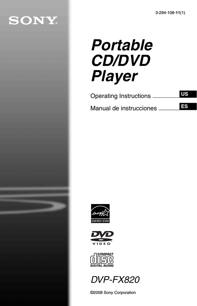 Sony DVP FX820 User Manual Portable CD DVD Player Manualzz
