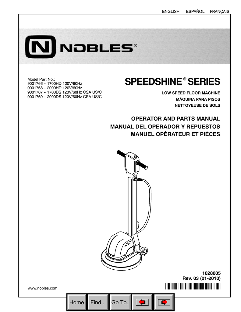 Nobles Speedshine Series 9001769 Operator And Parts Manual | Manualzz