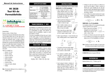 HI 3838 Test kit Formaldehido Manual de Instrucciones | Manualzz