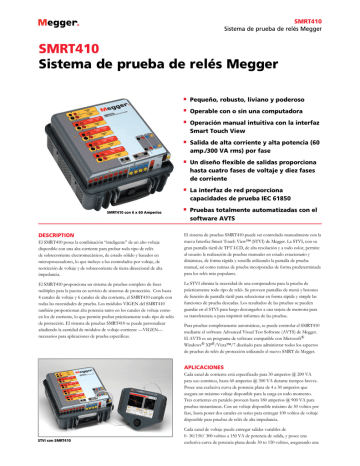 Megger SMRT410 Sistema de prueba de relés - Manual de usuario | Manualzz