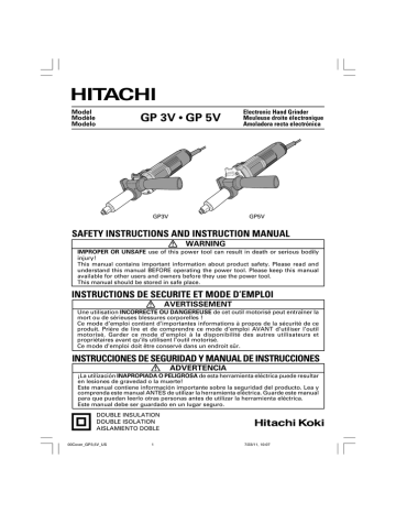 Hitachi GP 5V Safety Instructions And Instruction Manual | Manualzz