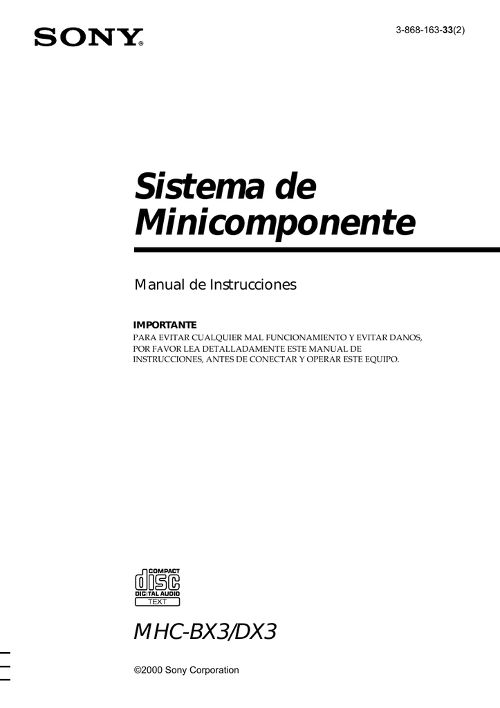 Sony MHC-RG290 Instrucciones De Funcionamiento Manualzz, 48% OFF