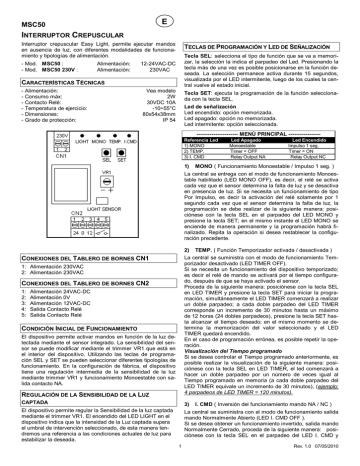 Manual Motorline MSC50 - Interruptor Crepuscular | Manualzz