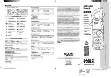 Klein Tools CL1000 Instruction manual | Manualzz