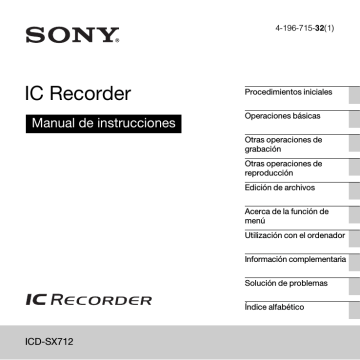 Sony ICD-SX712 Instrucciones de operación | Manualzz