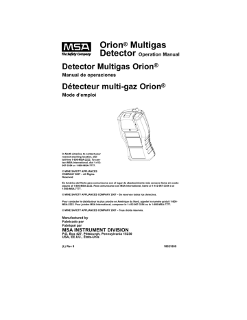 MSA Orion Operation Manual | Manualzz