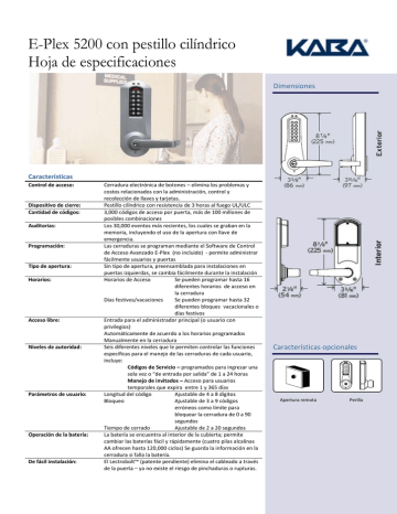 Dormakaba E-Plex 5200 Series Especificación | Manualzz