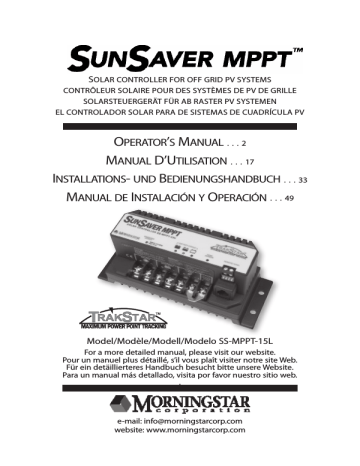Morningstar SunSaver MPPT Operator’s manual | Manualzz