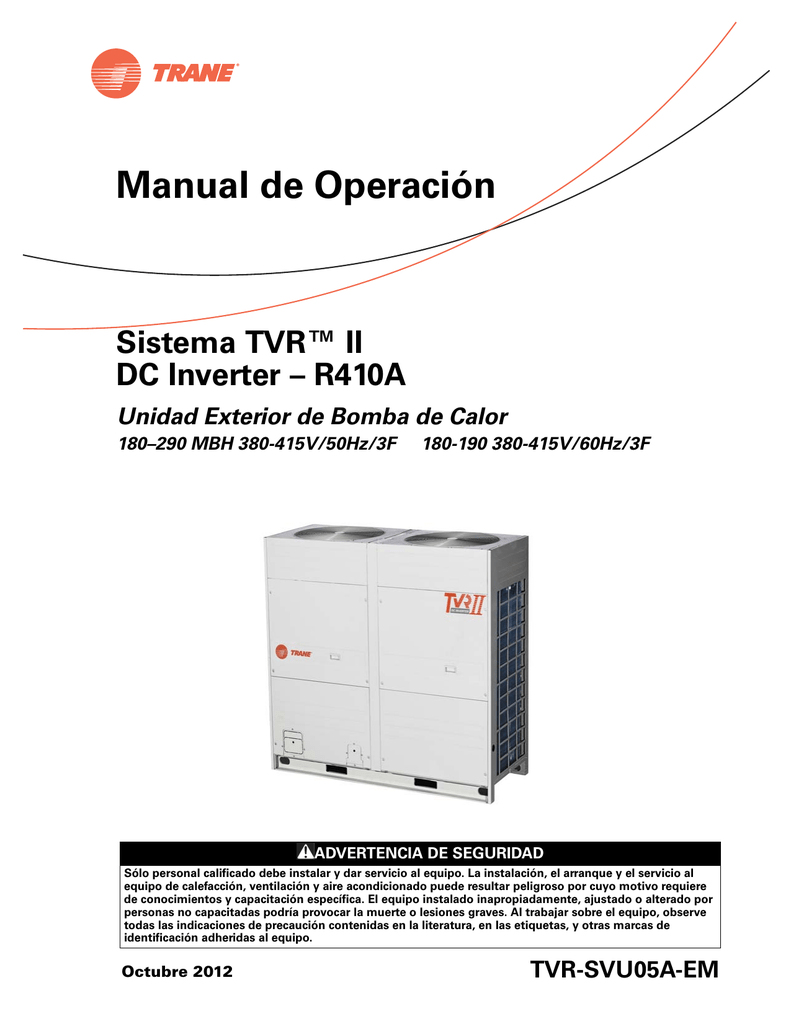 Trane TVR II Instrucciones de operación | Manualzz