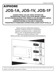 Aiphone JO-1MD - Installation and Operation Manual, Manual