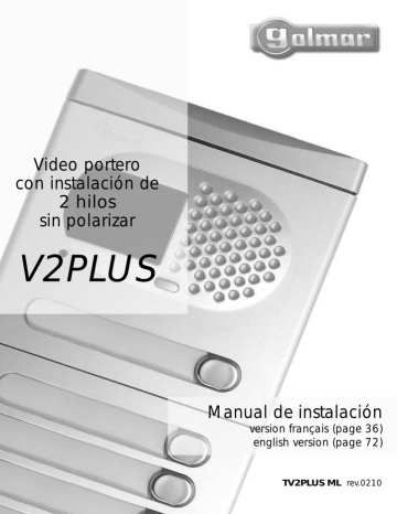 Golmar V2PLUS ML Installation Manual | Manualzz