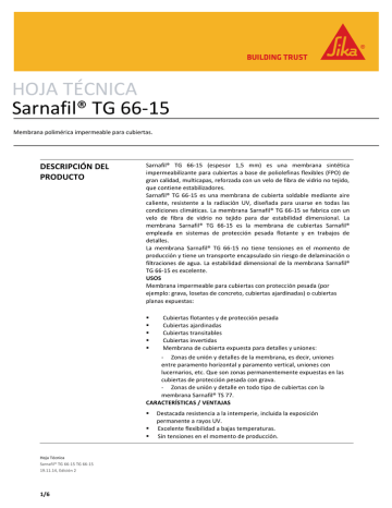 Sarnafil TG 66-15 Hoja Técnica | Manualzz