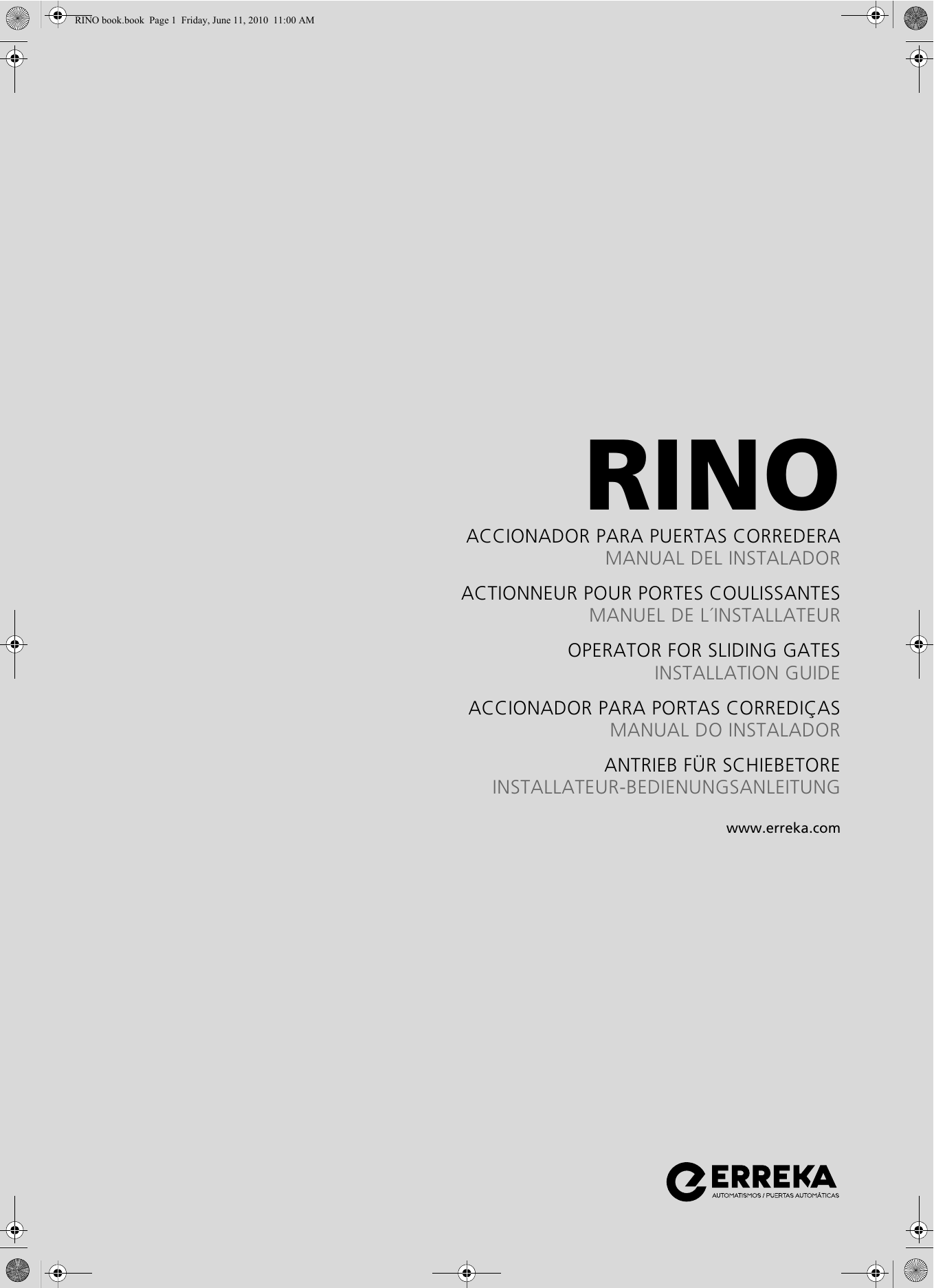 Erreka RINO Serie Installer Manual | Manualzz