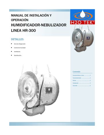 H2O TEK HR-300 Instrucciones de operación | Manualzz