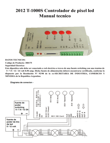 Controlador de pixel led T-1000S Manual técnico | Manualzz