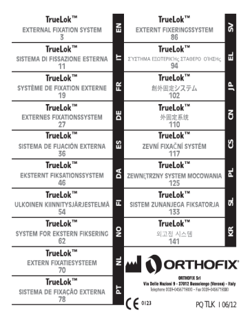 TrueLok External Fixation System Instruction leaflet - Orthofix | Manualzz