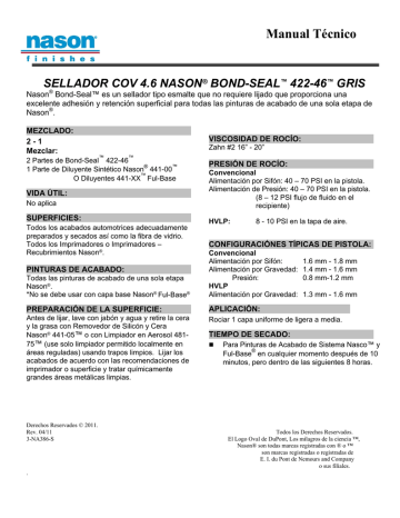 Sellador Bond-Seal 422-46 Manual Técnico | Manualzz