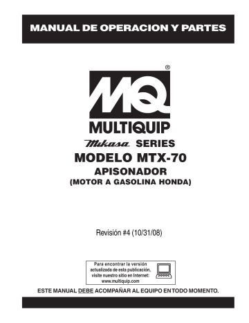 MQ Multiquip MTX70 MTX-Series Rammer Instrucciones de operación | Manualzz