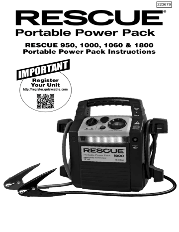RESCUE 950, 1000, 1060 & 1800 Portable Power Pack Instructions | Manualzz