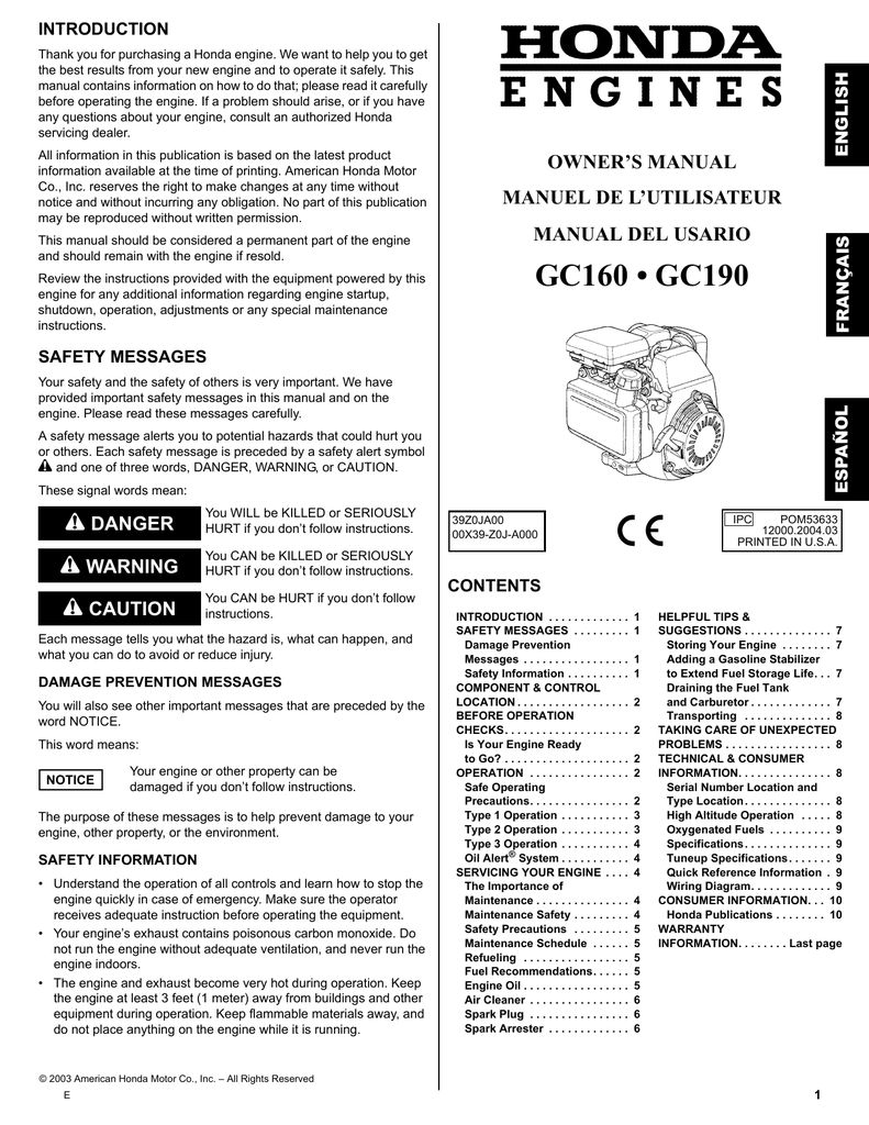 Honda GC160 User manual | Manualzz