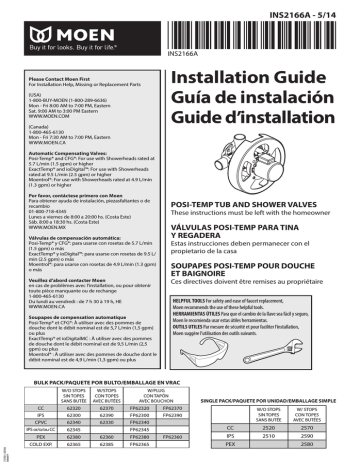 Moen 62390 Posi-Temp® 1/2 in. IPS Pressure Balancing Valve Installation ...