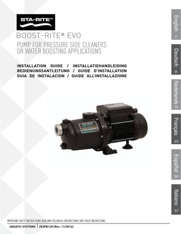 STA-RITE BOOST-RITE EVO Installation manual | Manualzz